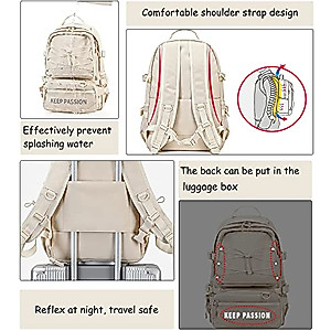 Laptop Backpacks for Women Men 16 Inch School Bag College Backpack Anti Theft Travel Daypack Bookbag for Teens Girls Students (Beige)