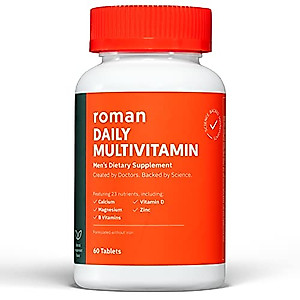 ROMAN Daily Multivitamin for Men | Supports Physical Activity, Brain + Heart Health, and Immune System with 23 Key Nutrients Including Calcium, Magnesium, and Zinc | 30-Day Supply (60 Tablets)
