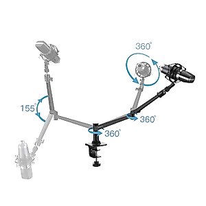 Smatree Microphone Adjustable Stand Desk Compatible for Shure SM7B/ Shure MV7/AT2020 /BM-800, Shure SM7B Mic Stand, 5/8" Adapter Screw,Singing, Podcasts & Recording Stand Desk