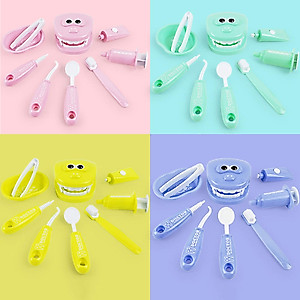 Doctor Kit for Kids, 9Pcs/Set Kids Educational Dental Scene Toys Preschool Teaching Brushing Game (Purple)