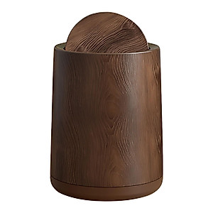 Fenteer Bathroom Trash Can Garbage Container with Swing Lid, Imitation Wood Grain Removable Inner Household Trash Bin for Kitchen/Bedroom/Living Room, Style A 25cmx31cm(L)