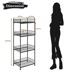 OYEAL Bathroom Shelves Freestanding Bathroom Towel Storage 4 Tier Wire Shelving Unit with Guard Bathroom Shelf Organizer Standing for Pantry Kitchen Laundry Room Organization, Black