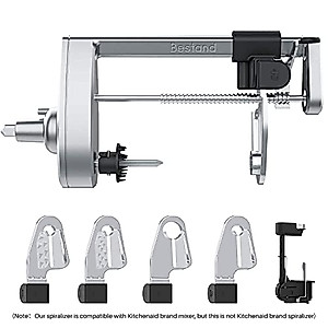 Bestand Spiralizer Attachment Compatible with KitchenAid Stand Mixer, Comes with Peel, Core and Slice, Not KitchenAid Brand Spiralizer Attachment (5 Blades)