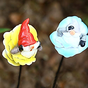 TZSSP Outdoor Statue Garden Stake Water Proof Metal Flower Stick Gnome Statue Décor for Lawn Yard Patio,4 PCS