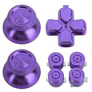 TOMSIN Metal Buttons Replacement Kit for PS5 Controller – Aluminum Thumbsticks & O X Square Triangle & Dpad Buttons Accessories Compatible with PlayStation 5 DS Controller (Metal Purple)