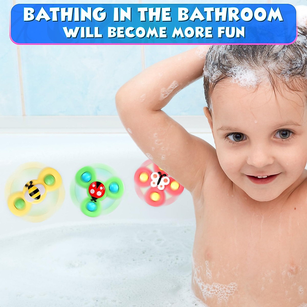 3Pcs Suction Cup Decisive Spinner Toys for Baby - Suction Table Fidget Spinner for Baby Bath Spinning Toy High Chair Toys with Suction Cups - Baby Suction Cup Toys for Babies Toddler Fidget Toys