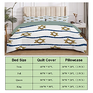 ARTBLANKET Hanukkah Bedding Duvet Cover 3 Piece Set King 104 x 90 in Ultra Soft and Breathable(1 Comforter Cover + 2 Pillow Shams)
