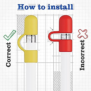 [5-Pack] PencilCozy for Apple iPencil Cap, Protective Pen Cover, Tether, Prevent Damage, Works with Apple iPad Pro Pencil (Blue, Red, Yellow, White, Clear)