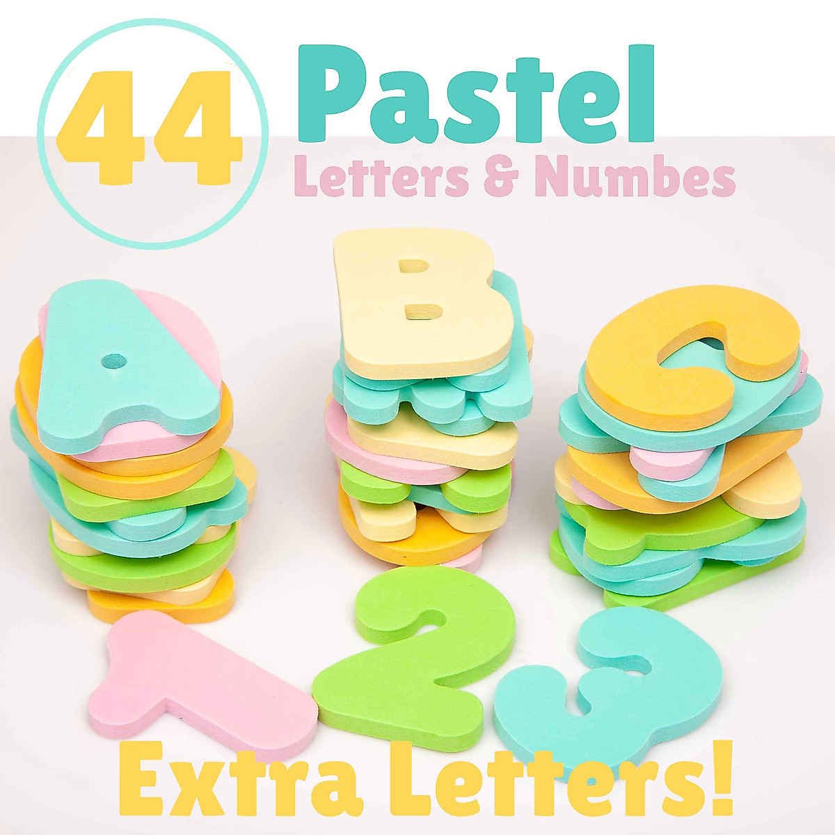 Tub Cubby Safe & Soft ABC 123 Foam Bath Letters & Numbers - Magically Stick On Wet Walls + Bonus Rubber Duck | Spell & Count Educational Alphabet Kids Bathtub Play Set - Extra 44 Pack