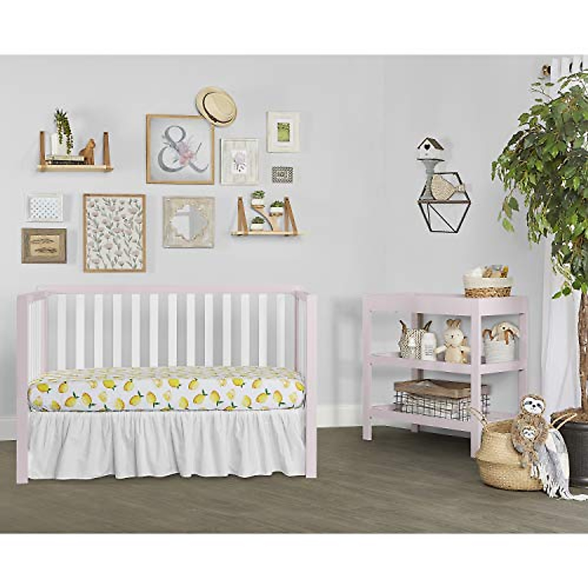 Dream On Me Ridgefield 5-in-1 Convertible Crib in Blush Pink & White, Greenguard Gold Certified