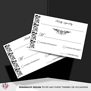 RSVP Wedding Return 4" x 6" Cards and Envelopes – Blank Reply Response Card for Weddings, Rehearsal Dinners, Baby and Bridal Showers, Birthdays, Engagements, Bachelorette Parties – 50 per Pack