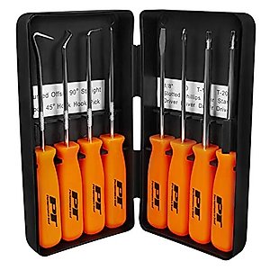 Performance Tool W941 8-Piece Specialty Pick/Driver Set, Precision Pick & Hook Set with Scraper