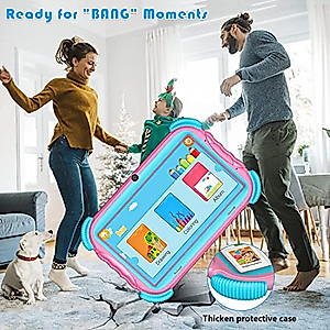 kimlok Kids Tablet 7 inch Toddler HD Touchscreen，2GB+32GB, WiFi, Parental Control APP，Dual Camera, Bluetooth, Friendly Learning Tablets for Kids with Case Included for Boy and Girl