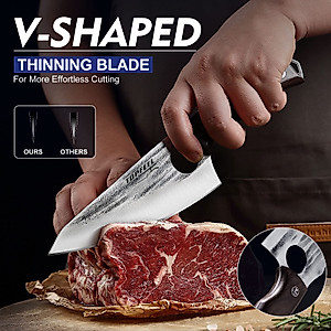 Topfeel 3PCS Butcher Knife Set Hand Forged chef knife Boning Knife, High Carbon Steel Meat Cutting Knife for Kitchen Camping BBQ…