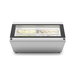 KoolMore AMZ1-GCDF-4P 31 in. Countertop Ice Cream Display case Glass Sneeze Guard in Stainless-Steel, 4 Gelato Pans