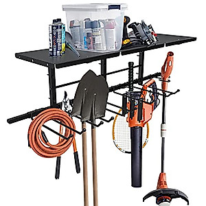uyoyous Garage Organizers and Storage 47.2Inch Large Wall Mount Garage Rack Heavy Duty Garage Storage System with 9 Removable Hooks Load 290 lbs Tool Hanger Rack
