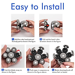 7D Electric Razor for Men,5-in-1 Bald Head Shaver Cordless LED Mens Electric Shavers IPX7 Waterproof Wet Dry Rotary Shaver Head Shavers for Bald Men with Beard Clippers Nose Trimmer