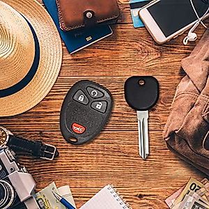 Keyless2Go Replacement for Keyless Entry Car Key Vehicles That Use 4 Button 15913421 OUC60270, Self-Programming - with New Uncut Transponder Ignition Car Key Circle Plus B111