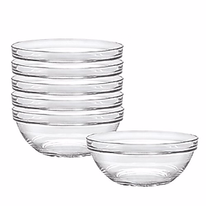 Duralex Glass Made In France Lys 6-3/4-Inch Stackable Clear Bowl, Set of 6