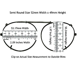 Semi Round Polarized Clip On Sunglasses (Pewter-Polarized Gray Lens, 50mm Wide x 47mm Height)