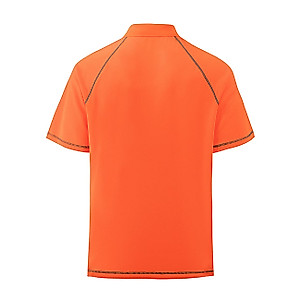 Corna Men's Short Sleeve Mesh Polo Shirts Moisture Wicking Performance Golf Polo(HI VIZ Orange,XXL)