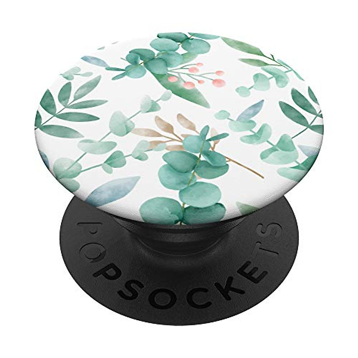 Eucalyptus green blossom watercolor floral branches leaves PopSockets Swappable PopGrip