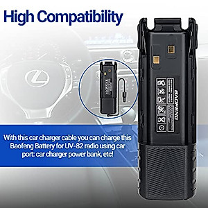 BAOFENG UV-82 Battery BL-8 3800mAh Li-ion High Capacity Extended Battery with Car Charger Cable UV-82HP UV-82C MIRKIT UV-82 MK3/5 etc Two Way Radio