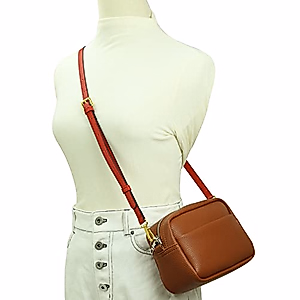 ZANQANO Leather Purse Strap Replacement Crossbody Bag Handbag Adjustable Long (Red, Silver hardware)