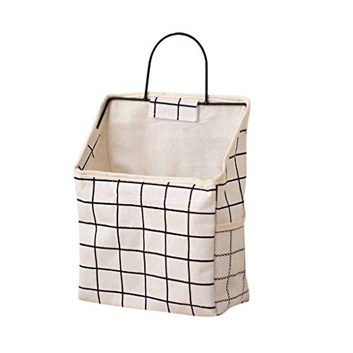 Household Wall-Hanging Storage Bags with Hook Pockets Cotton Linen Storage Basket Family Organizer Box Containers