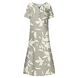 KINGOLDON Beach Dresses for Women Casual Summer Women's Floral Dresses All White Plus Size Dresses Floral Dress for Women Plus Size Dress with Pockets Plus Size Dress Plus Size Dresses for Curvy