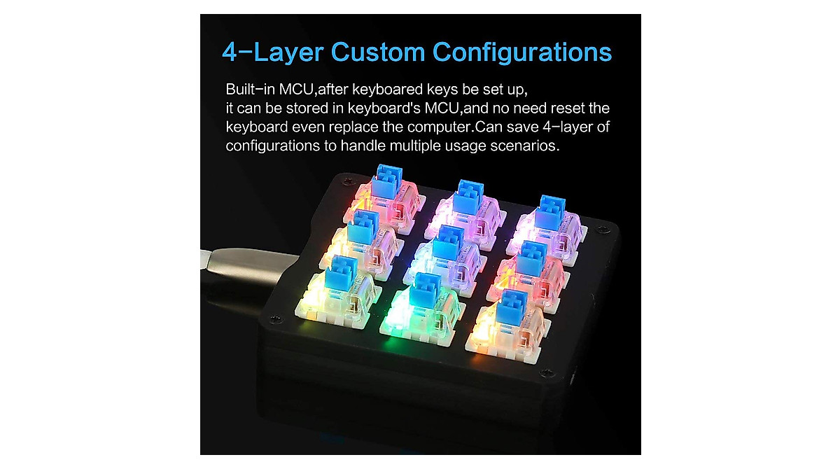 9-Key RGB Mechanical Macro Keypad - Portable & Programmable