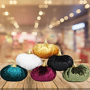 Orgrimmar 6PCS Velvet Stuffed Pumpkins Fabric Artificial Pumpkins for Home Garden Fall Decoration, Fall Harvest, Thanksgiving, Halloween Decor