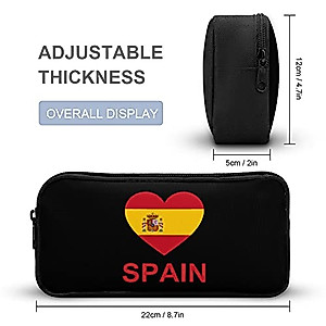Love Spain Teen Adult Pencil Case Large Capacity Pen Pencil Bag Durable Storage Pouch