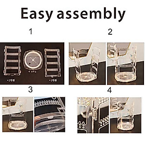 Cq acrylic 360 Rotating Earring Holder Organizer Clear Jewelry Displays Dangle Earinging Rack Necklace Bracelet Carousel Tree Towers,4 Tier Hanging Earring Display Stands For Selling,Pack of 1