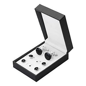 Zealmer 6pcs Men's Cufflinks and Tuxedo Studs Set with Boxes Stainless Steel Cuff Links Shirt Studs Tuxedo Buttons Jewelry Accessories Gifts for Men Wedding Anniversary, Business and Daily Life
