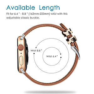 Fintie Bands Compatible with Apple Watch 49mm 46mm 45mm 44mm 42mm(Series 3 2 1) iWatch Ultra, SE Series 1-10, Genuine Leather Band Replacement Accessories Strap Wristband, Classic Leopard