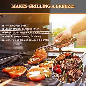 Grill Mesh Mat Set 5 Barbecue Grill Accessories Reusable Non-Stick Grill Mat for Vegetables Fish Grilling Mat Sheets for Outdoor Smoker Charcoal Gas Electric Grill BBQ Tools,XL 15.75 x 13 inch, Black
