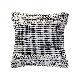 LR Home - LR07435-BLOIIPL Bold Textured Navy Throw Pillow Area Rug, 18" x 18", Blue/Ivory