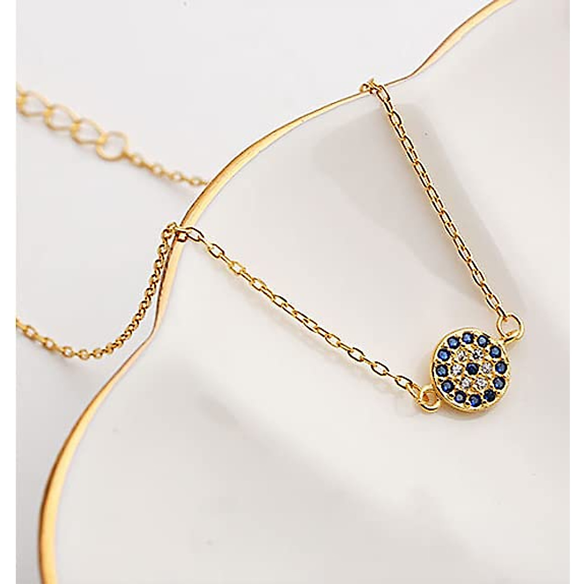 PAENENPH 14K Gold Moissanite Evil Eye Bracelet, Evil Eye Charm Guardian Bracelet, Fashion Christmas Jewelry Gift (Yellow, 14K)