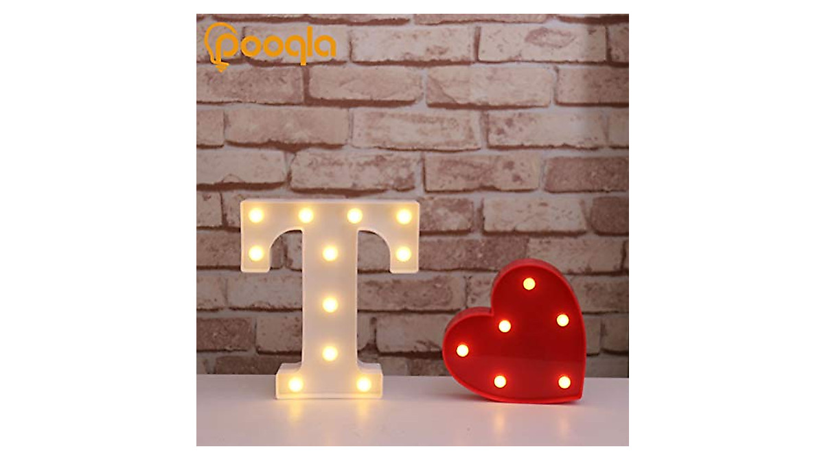 Pooqla LED Marquee Letter T Light for Decor & Events