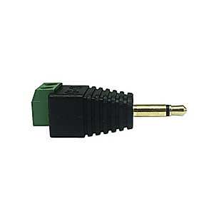 CERRXIAN 3.5mm TS Mono Male to 2 Pin Screw Terminal Female AUX Headphone Replacement Solderless Balum Converter Adapter (2-Pack)