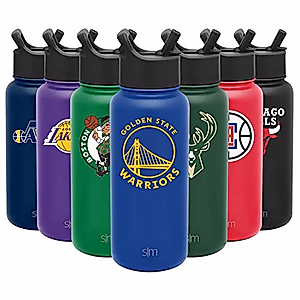 Simple Modern Officially Licensed NBA Golden State Warriors Water Bottle with Straw Lid | Vacuum Insulated Stainless Steel 32oz Thermos | Summit Collection | Golden State Warriors