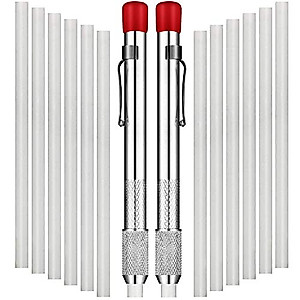 2 Pieces Soapstone Holders Round Soapstone Marker Soapstone Pen with 12 Pieces Refills for Welding Tools and Markers Removable Markings on Steel, Aluminum, and Cast