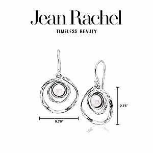 925 Sterling Silver Dangle Drop Earrings Free Form With A Fresh Water Pearl, Antique finish, Hypoallergenic, Nickel and Lead-free, French Wire Earring Back, Made In Israel