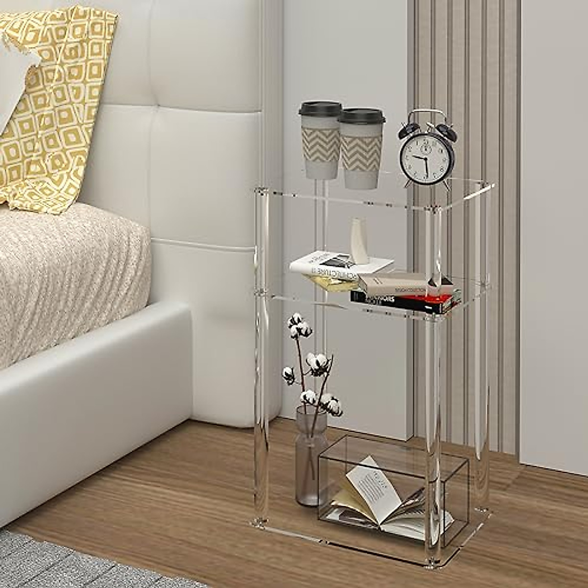 KMANDLU Acrylic End Table，Acrylic Coffee Table，Transparent Bedside Table， Leisure Table， Acrylic Side Table，Showroom Transparent Small Table