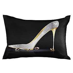 Maliyand Body Pillow Covers,Sexy Diamond High Heels White Golden Black Decorative Pillow Cover Pillow Case Cushion Cover for Bed Sofa Couch Home Decor 20"x30"