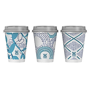 Dixie to Go Disposable Hot Beverage Paper Coffee Cups with Lids, 12 Oz, 156 Count, Assorted Designs