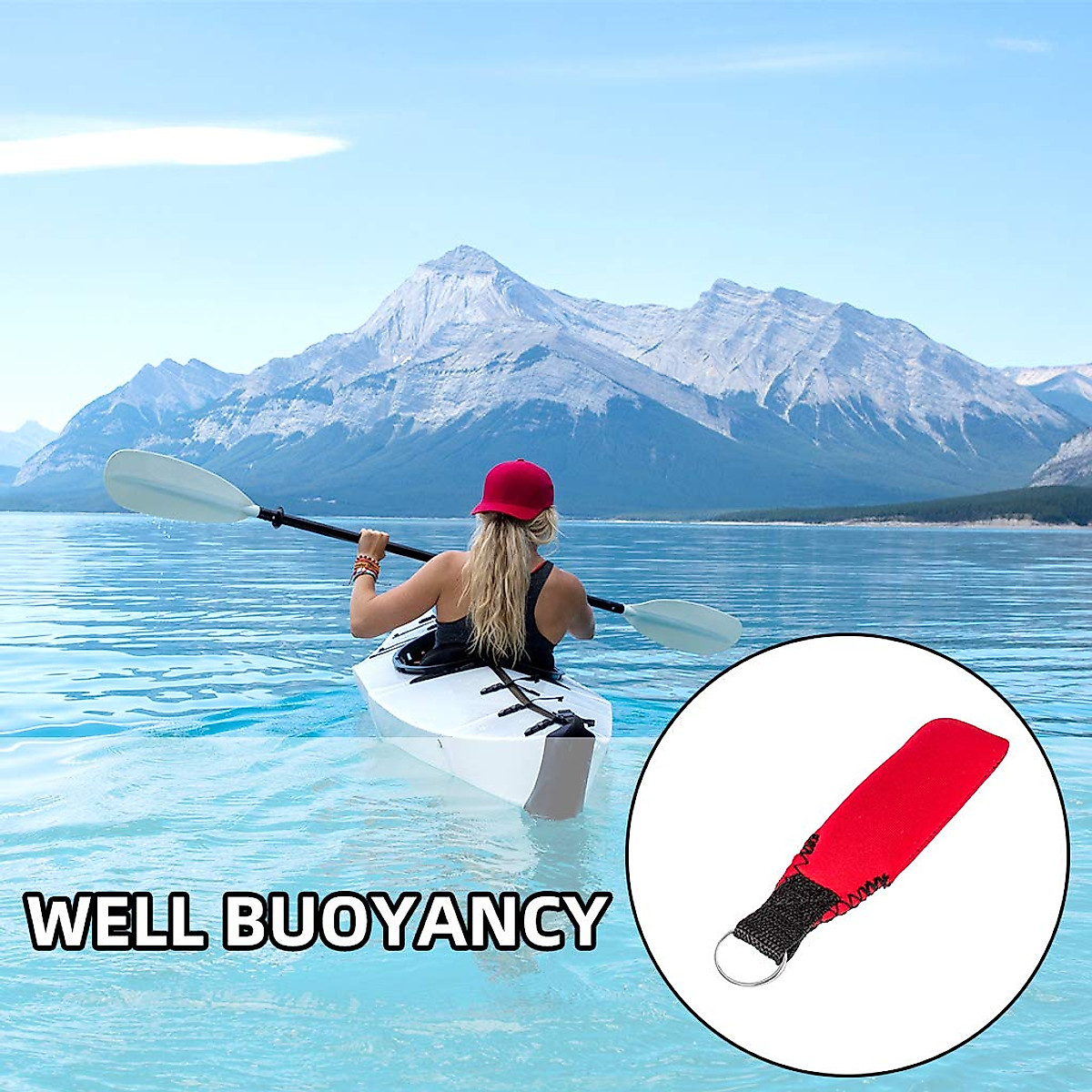 Floating Neoprene Keychain, Rectangle Buoyant Key Ring, Water Sports Keychain for Marine Boat, Fishing, Sailing, Surfing, Kayaking, Swimming, Diving, Water Sports Red