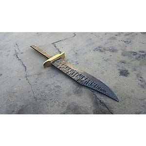 Unique Blades DAMASCUS STEEL FULL TANG/FLINT KNAPPED FINISH/BLANK BLADE FOR KNIFE MAKING