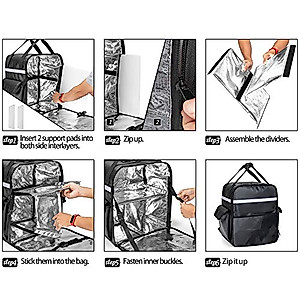 Trunab Insulated Food Delivery Backpack with 2 Side Support Boards and 3 Inner Spaces, Waterproof Delivery Bag Keep Hot/Cold for Bike Delivery, Uber Eats, PostMates, Outdoor Activities